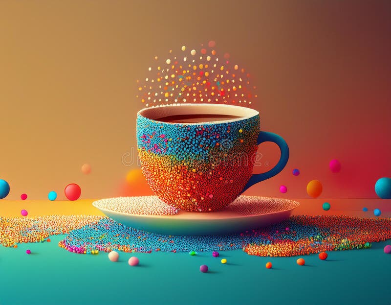 Modern Coffee Cup Illustration Featuring Colorful Background and Copy ...