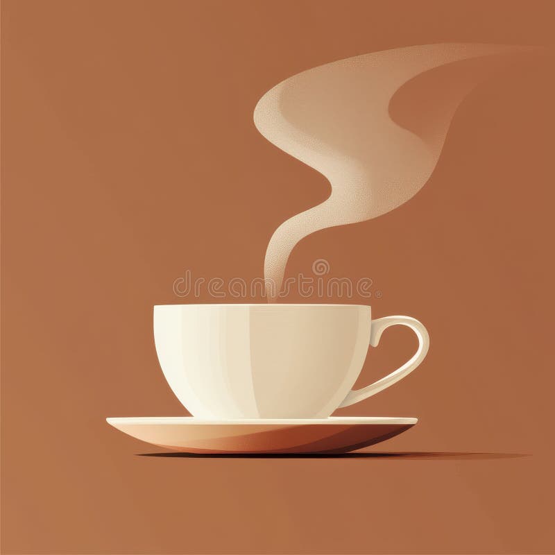 Modern Coffee Cup Illustration with Steam Print. Stock Illustration ...