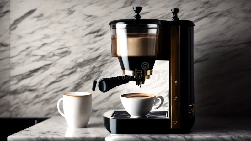 Modern Coffee Espresso Maker Stock Illustration - Illustration of table ...