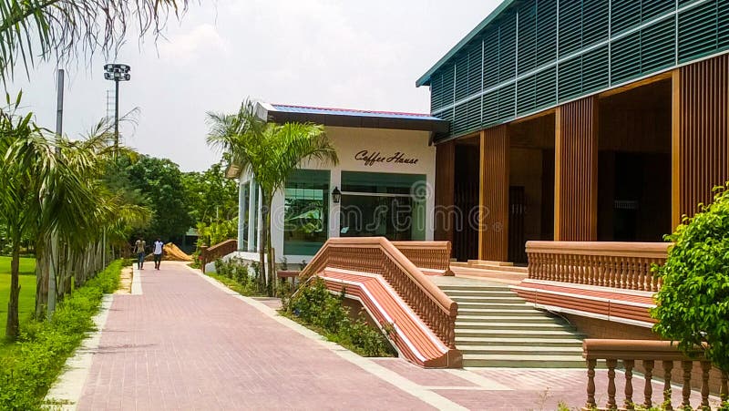 Modern Coffee House Exterior with Architectural Design Stock Photo ...