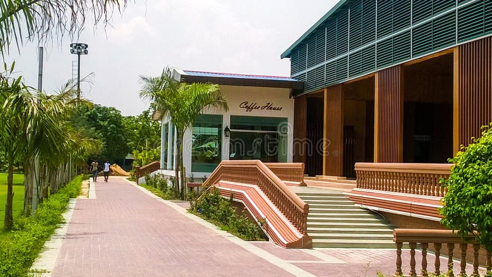 Modern Coffee House Exterior with Architectural Design Stock Photo ...