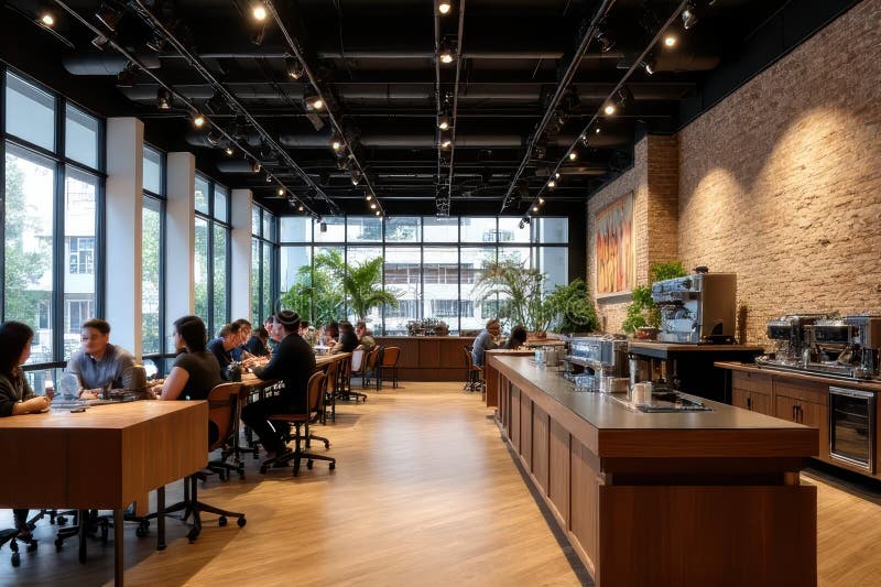 Innovative Coffee Hub stock illustration. Illustration of contemporary ...