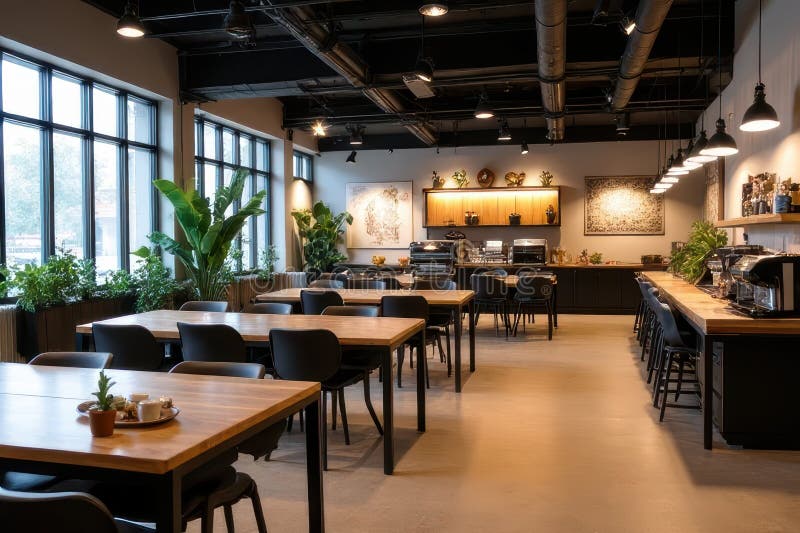 Innovative Coffee Hub stock illustration. Illustration of contemporary ...