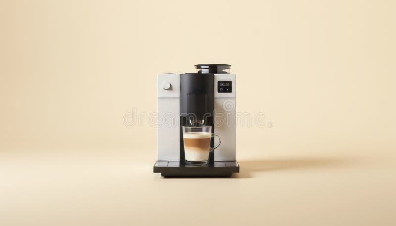 Modern Coffee Machine Brewing Drink on Light Beige Background, Coffee ...
