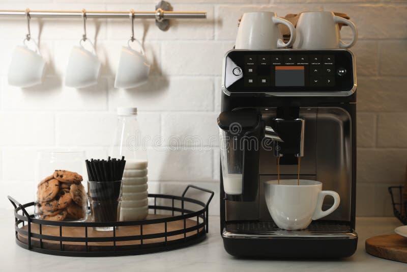 Modern Coffee Machine on Countertop in Office Kitchen Stock Photo ...