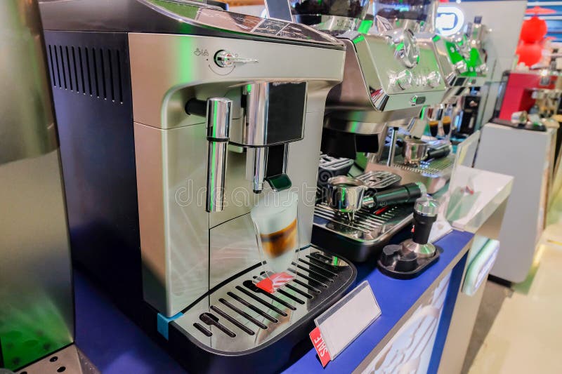 Modern Coffee Machine for Hot Espresso Stock Image - Image of counter ...