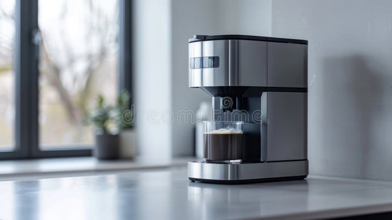 Modern Coffee Machine on a Kitchen Countertop Stock Image - Image of ...