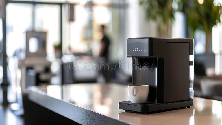 Modern Coffee Machine on a Light Table in an Office. Concept of ...