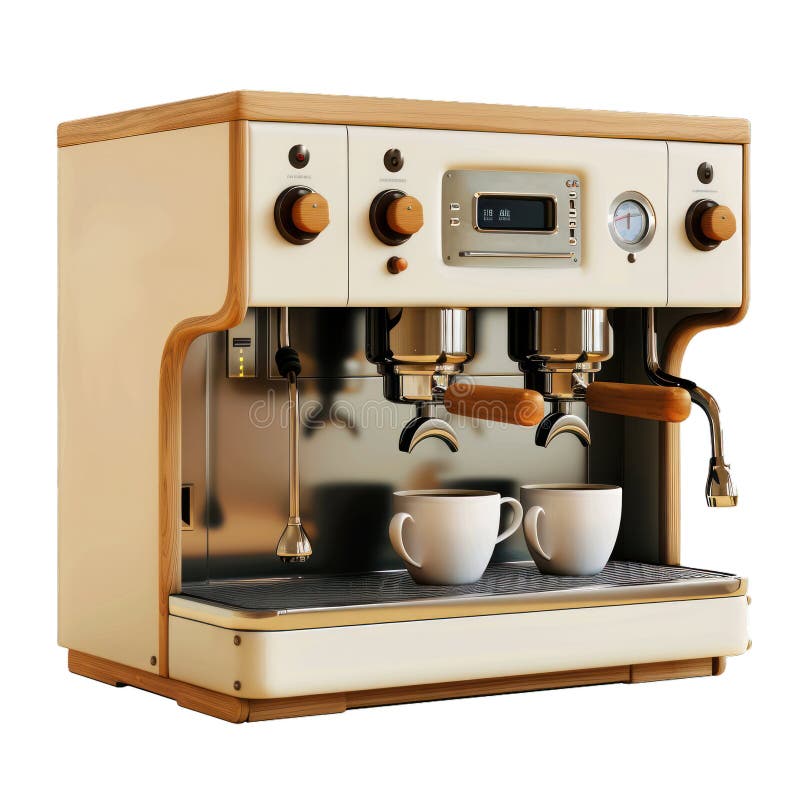 Modern Coffee Machine Making Two Cups of Coffee Stock Photo ...