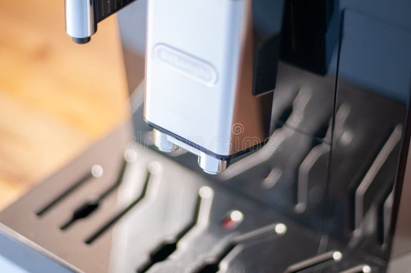 Modern Coffee Machine on Table in Kitchen Stock Photo - Image of making ...