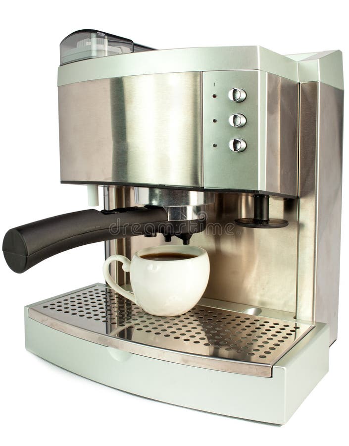 Modern Coffee Machine on a White Background Stock Photo - Image of ...