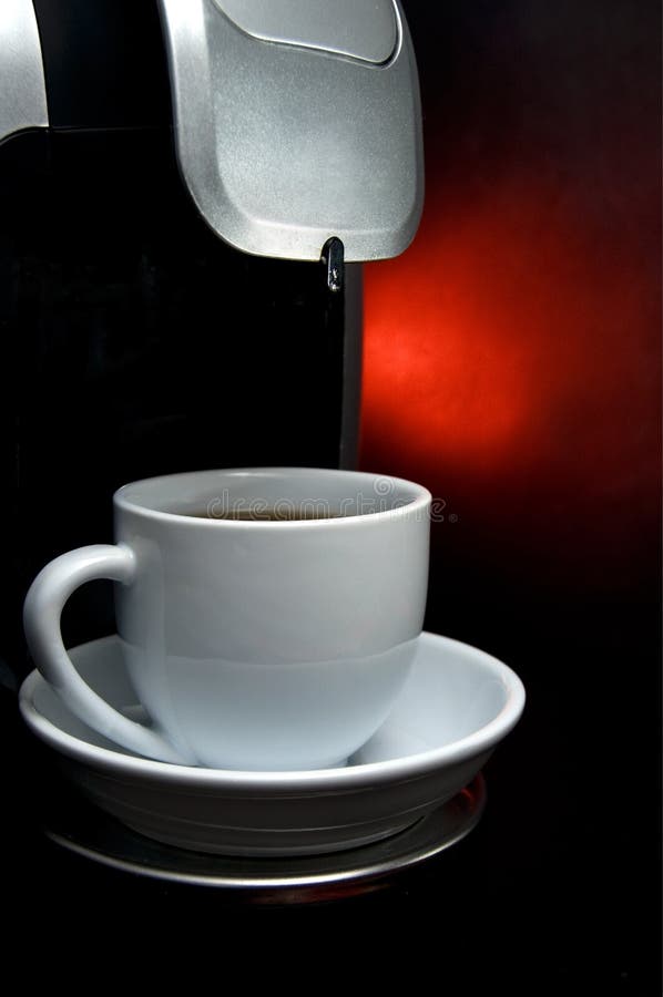 Modern Coffee Machine with White Coffee Cup Vertical Stock Image ...