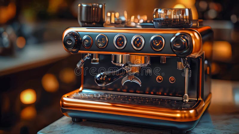 A Modern Coffee Maker Machine Sits on a Wooden Countertop in a Cozy ...