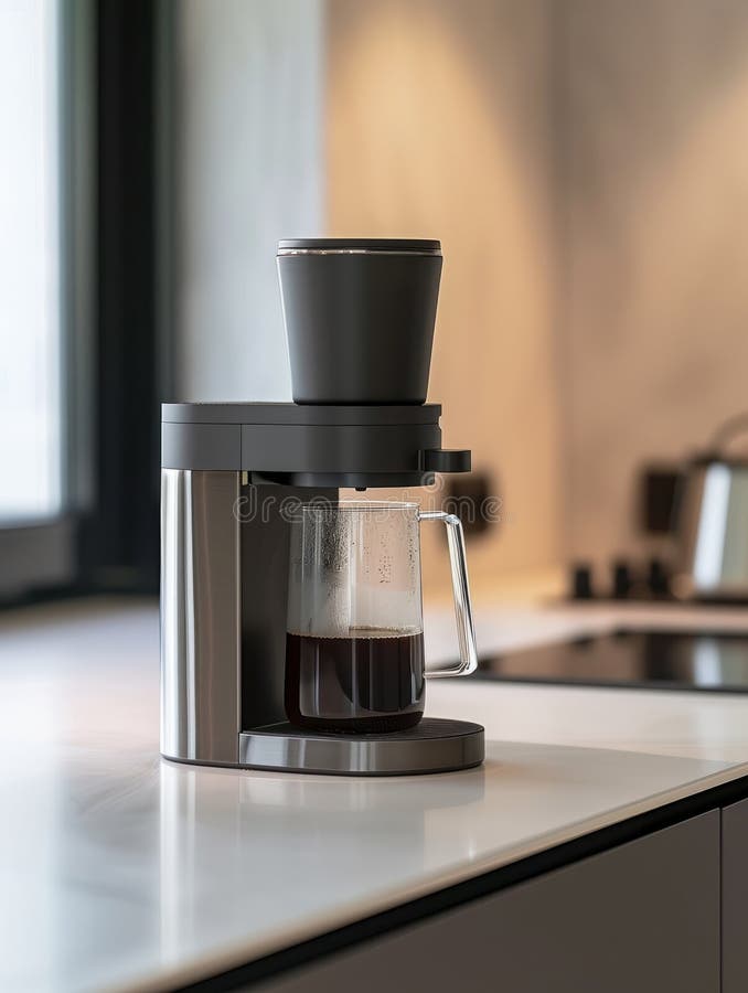 Modern Coffee Maker on a Sleek Kitchen Countertop. Stock Image - Image of contemporary, maker ...
