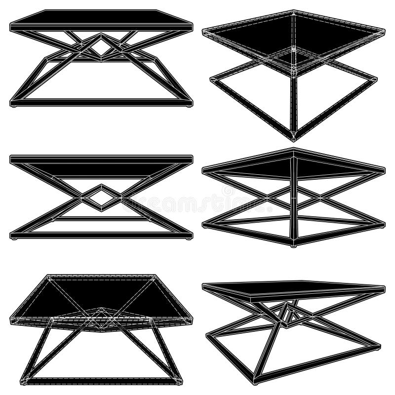 Modern Coffee Table Vector. a Vector Illustration of a Square Metal and ...