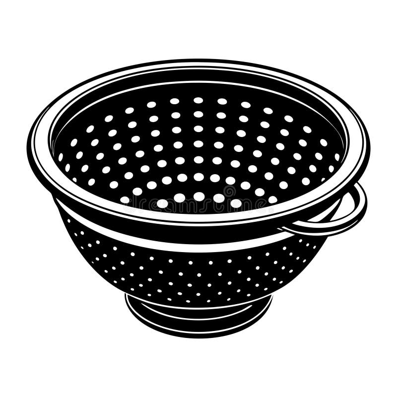 Modern Colander Silhouette Vector – Isolated on White Stock Vector ...