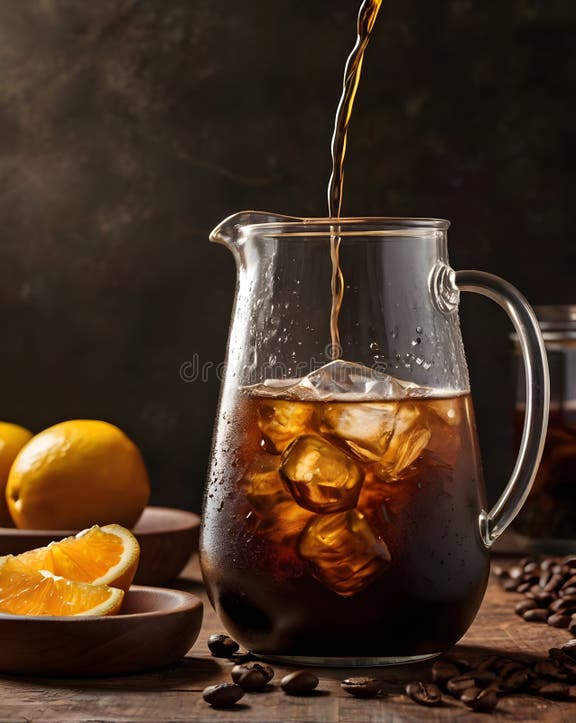 Modern Cold Brew Coffee Setup with Citrus Stock Image - Image of life ...