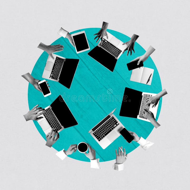 Modern Collaboration. Creative Design with Human Hands Interaction with ...