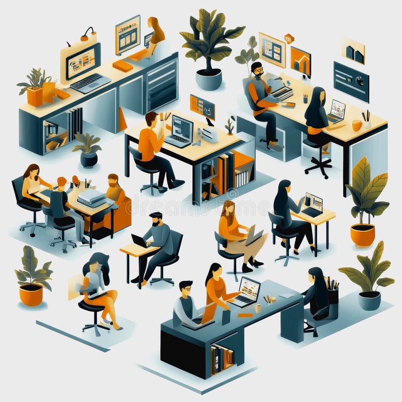 Modern Office Space Diverse Employees Engaged Collaborative Work Stock ...