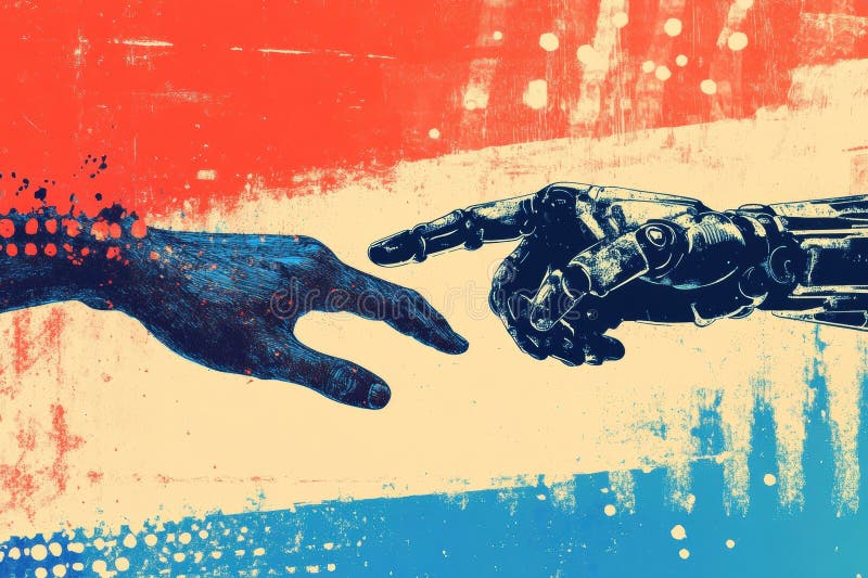 Modern Collage Highlighting the Connection and Conflict between Human ...