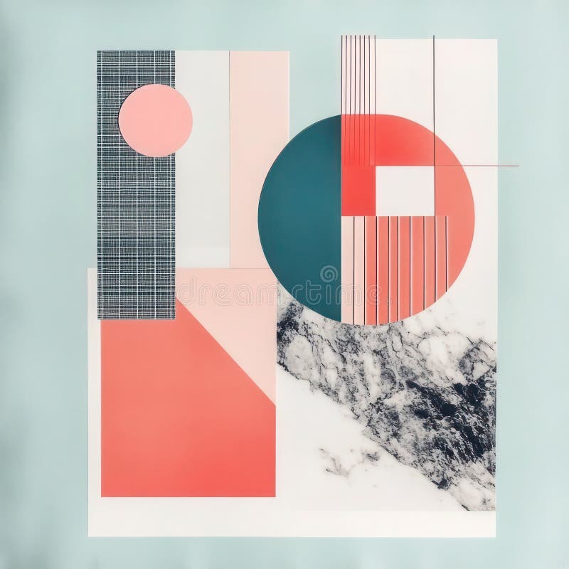 Modern Collage of Pastel Geometric Shapes, Artistic Layout, No ...