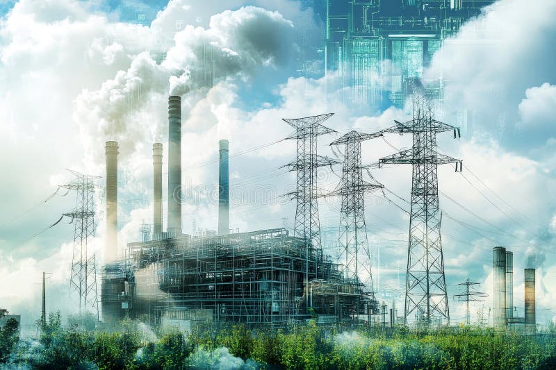 Modern Collage of Renewable Energy Elements Showcasing Power Plants ...