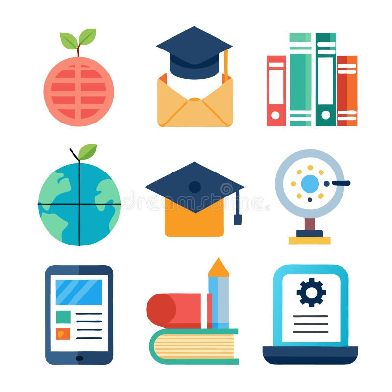Modern Collection Set of Educational Symbols Suitable for Schools and ...