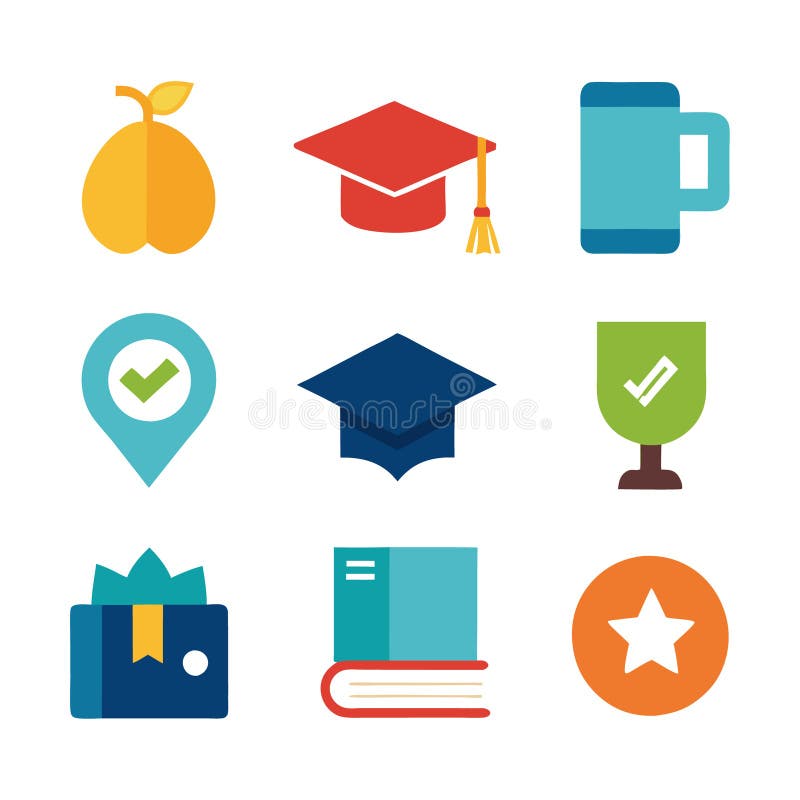Modern Collection Set of Educational Symbols Suitable for Schools and ...