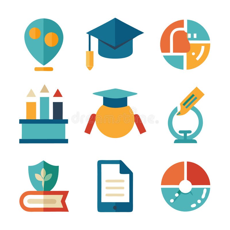 Modern Collection Set of Educational Symbols Suitable for Schools and ...