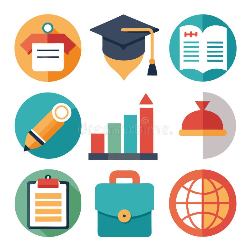 Modern Collection Set of Educational Symbols Suitable for Schools and ...