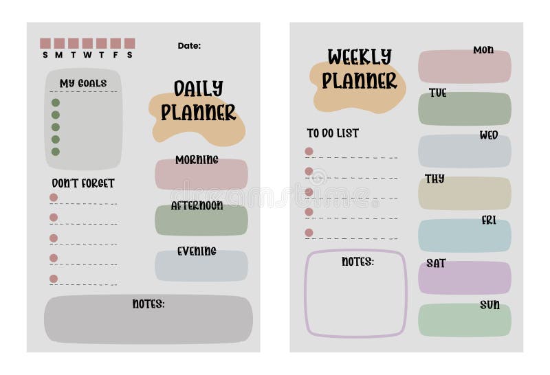 Modern Collection of daily Weekly Planner Printable Template with ...