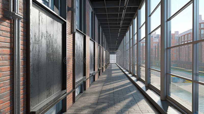 Modern College Corridor Outside, Contemporary Design in a Campus ...