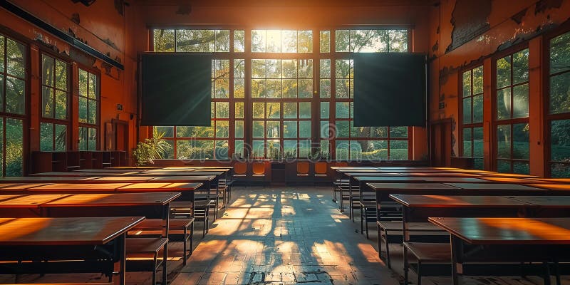 A Modern College Lecture Hall Filled with Numerous Tables and Chairs ...