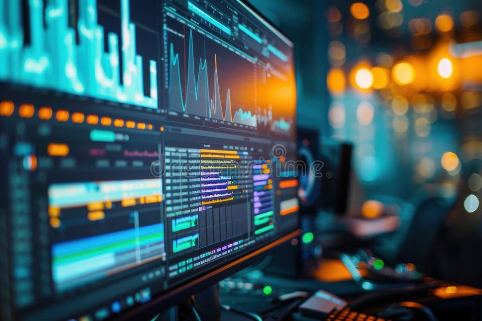 Modern Color Grading Interface in Professional Editing Bay for Video ...