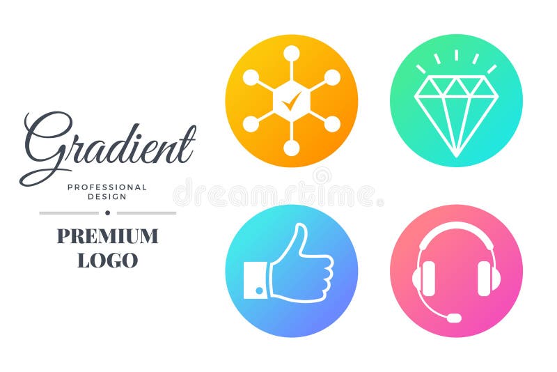 Modern Color Icon Set Design. Vector Round Sign Template Stock Vector ...