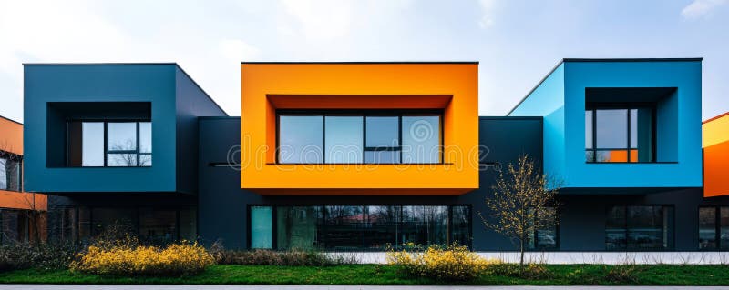 Modern Colorful Architectural Building with Geometric Design Stock ...