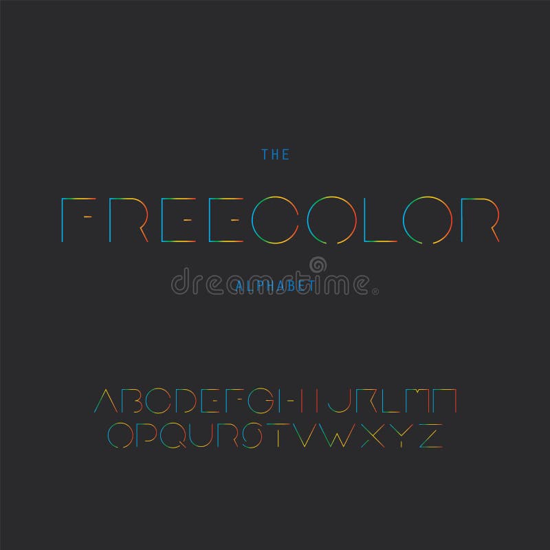 Modern Colorful Bold Font Set Design - Line Art Style Stock Vector ...