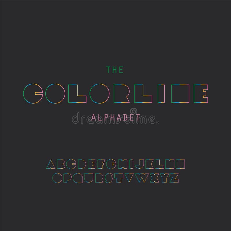 Modern Colorful Bold Font Set Design - Line Art Style Stock Vector ...