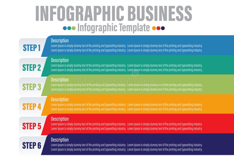 Modern Colorful Chart 6 Step or Six Option, Graph. Template for Diagram ...