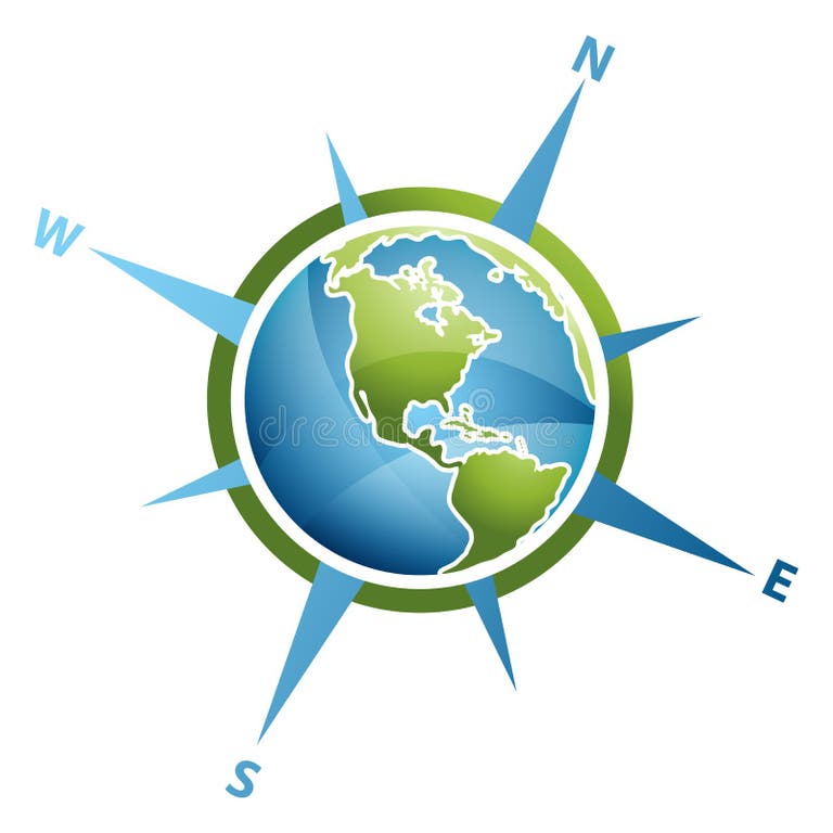 Modern and Colorful Design Compass with Globe Stock Vector ...