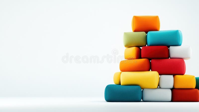 Modern Colorful Furniture Stacked on White Background Stock Photo ...