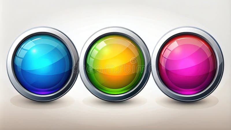 Modern Colorful Glossy Web Buttons a HighContrast Digital UI Element ...