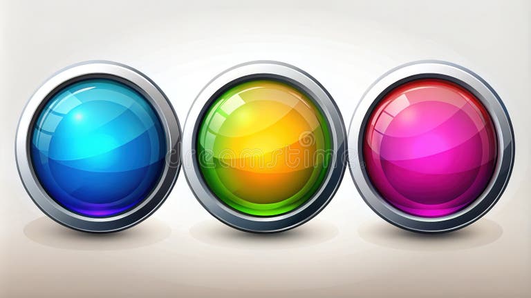 Modern Colorful Glossy Web Buttons a HighContrast Digital UI Element Set for Enhanced User ...