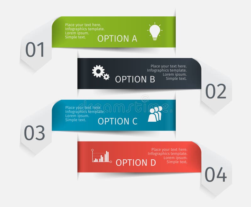 Colorful Infographic Process Chart and Arrows with Step Up Options ...