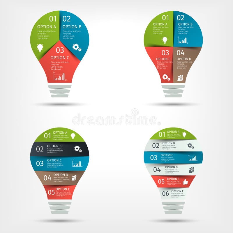 Modern Colorful Light Bulb Infographic Set. Template for Presentation ...