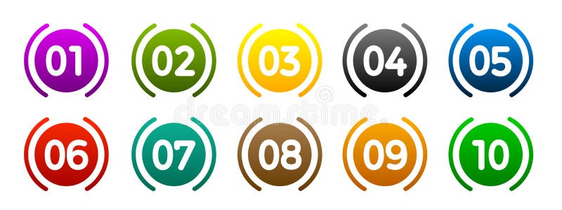 Modern Colorful Numbers Button Set Multicolored â€“ Vector Stock Vector ...
