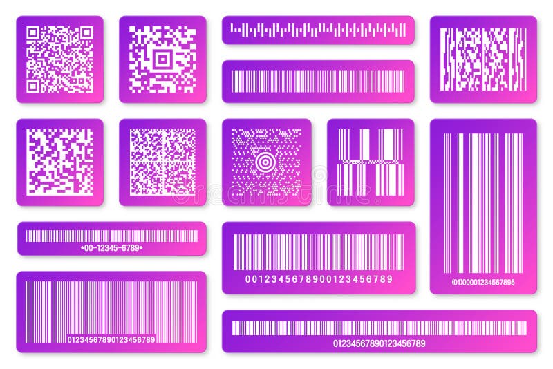 Modern Colorful Product Barcodes And QR Codes. Identification Tracking ...