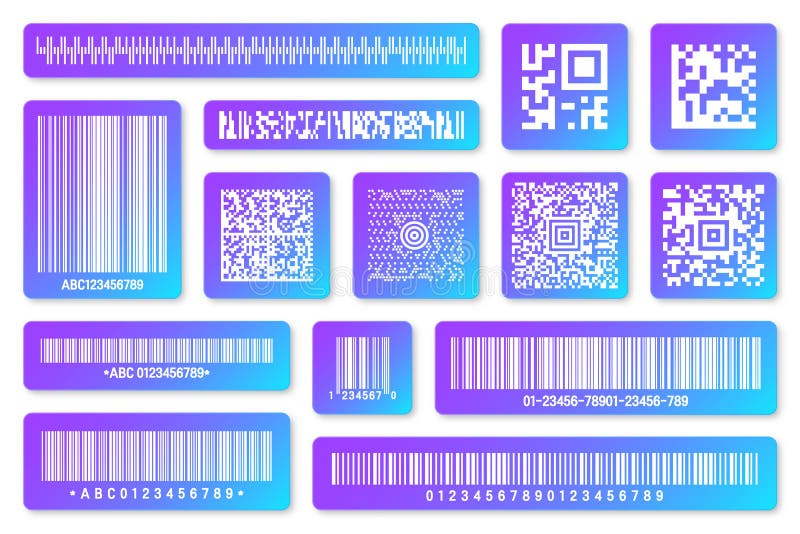 Modern Colorful Product Barcodes and QR Codes. Identification Tracking ...