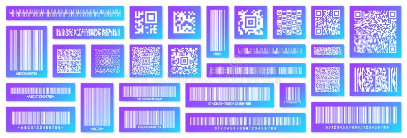 Modern Colorful Product Barcodes and QR Codes. Identification Tracking ...