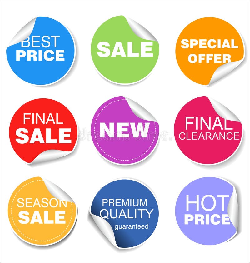 Modern Colorful Sale Stickers Collection Stock Illustration ...